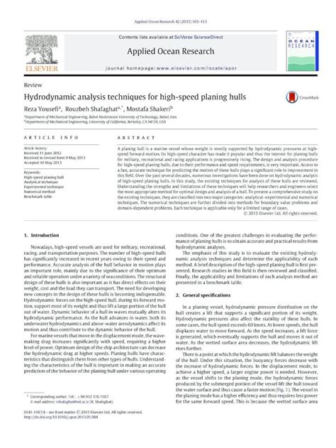 Pdf Hydrodynamic Analysis Techniques For High Speed Planing Hulls Dokumen Tips
