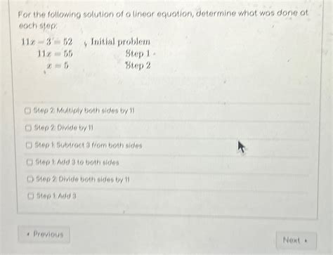 Solved For The Following Solution Of A Linear Equation Chegg