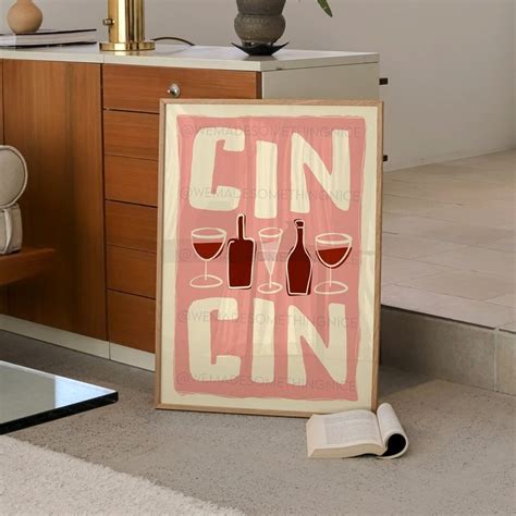 Cin Cin Print Cin Cin Poster Trendy Wall Art Maximalist Wall Art