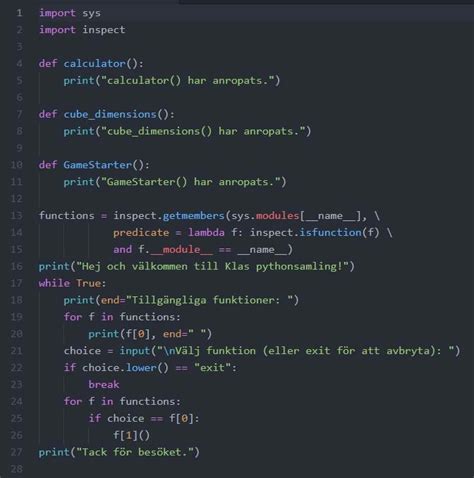 printa lista på alla definierade funktioner programmering python