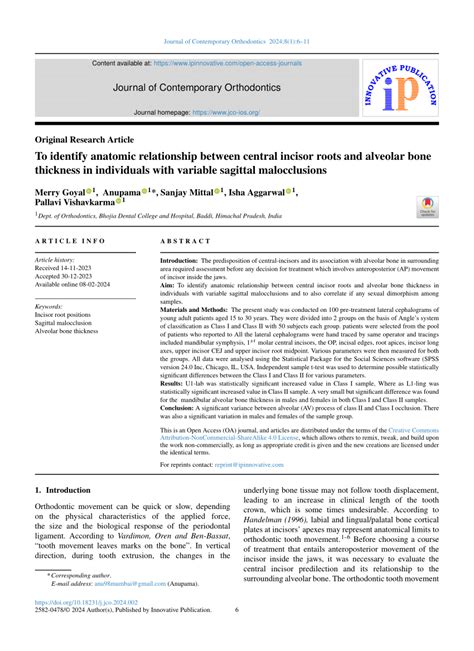 Pdf To Identify Anatomic Relationship Between Central Incisor Roots And Alveolar Bone