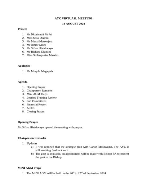 Ayc Virtuasl Meeting 18 August 24 Pdf