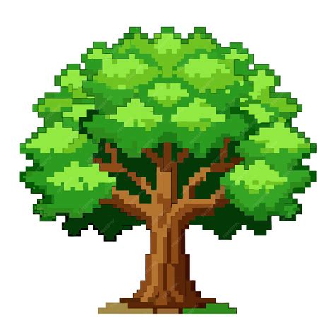 Vibrant Pixel Art Tree Retro Styled Nature Illustration For Video Game