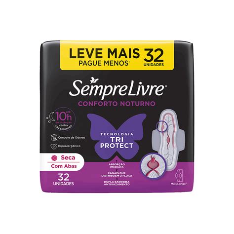 Absorvente Sempre Livre Adapt Noite E Dia Seca Cabas Pacote C32 Und