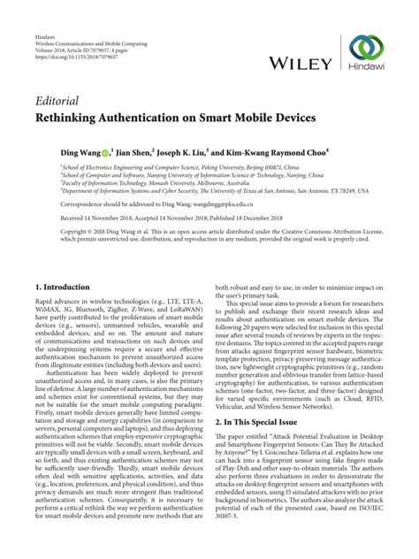 Pdf Rethinking Authentication On Smart Mobile Devices