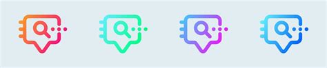 Search Chat Line Icon In Gradient Colors Intelligence Engine Signs