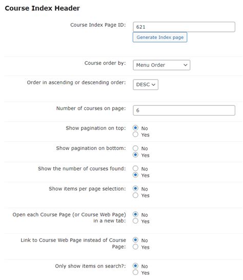 Wordpress Course Catalog Plugin Settings Course Catalog Order