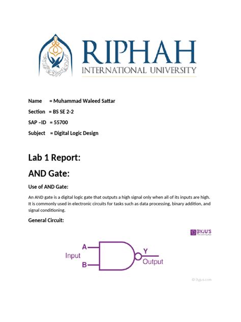 lab 1 report pdf logic gate digital electronics