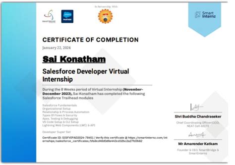 Salesforce Internship Professionalgrowth Smartbridge Sai Konatham