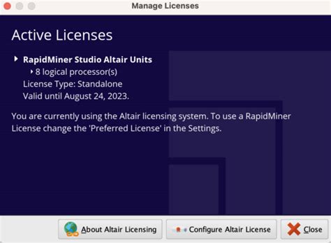 Altair Units License Altair Rapidminer Documentation