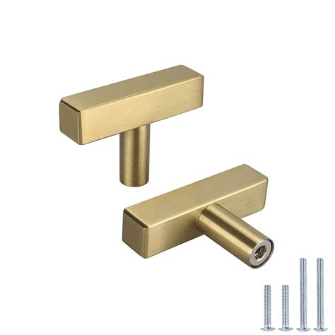 6 Pack Kitchen Cabinet Knobs Gold Knobs Square Brushed Brass Cabinet Hardware For