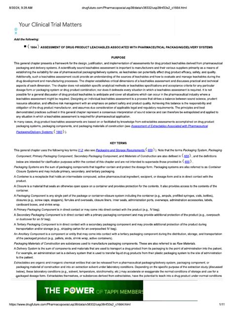 Usp Nf 〈1664〉 Assesment Of Drug Product Leachables Associated With