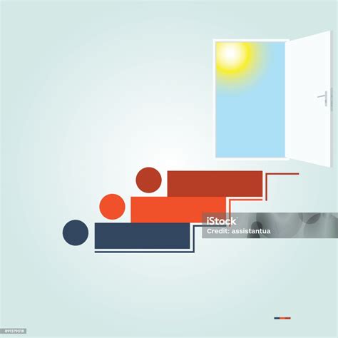 태양와 파란색 문을 열고 계단 3 단계 하늘 계단 Infographic 위한 천국 개념적 그림 0명에 대한 스톡 벡터 아트 및 기타 이미지 Istock