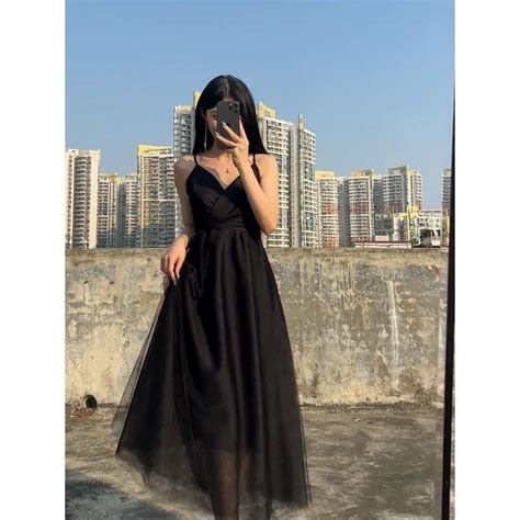 Sleeveless Dresses Women Summer Mid Calf V Neck Sexy Elegant Tiktok