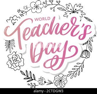 Happy Teachers' Day - hand lettering. Template for greeting cards, posters, print Stock Vector ...