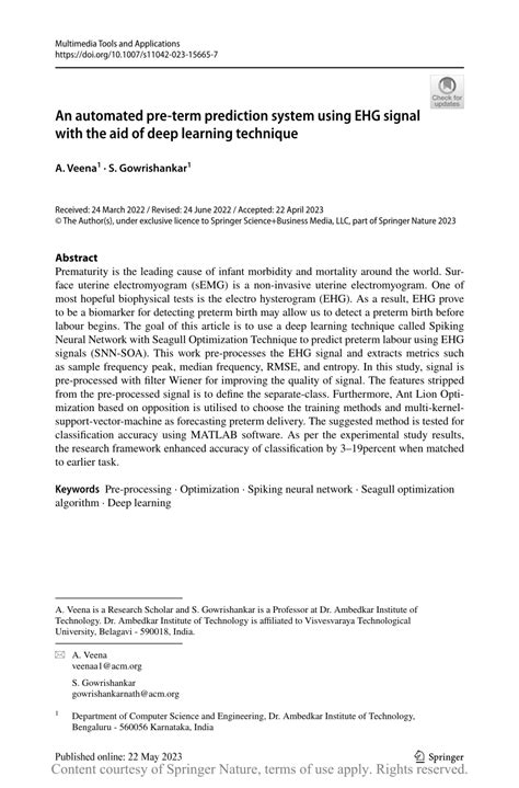 An Automated Pre Term Prediction System Using Ehg Signal With The Aid Of Deep Learning Technique