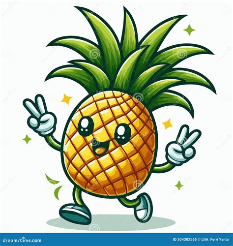 Cute Cartoon Pineapple Vector Illustration Design Stock Illustration