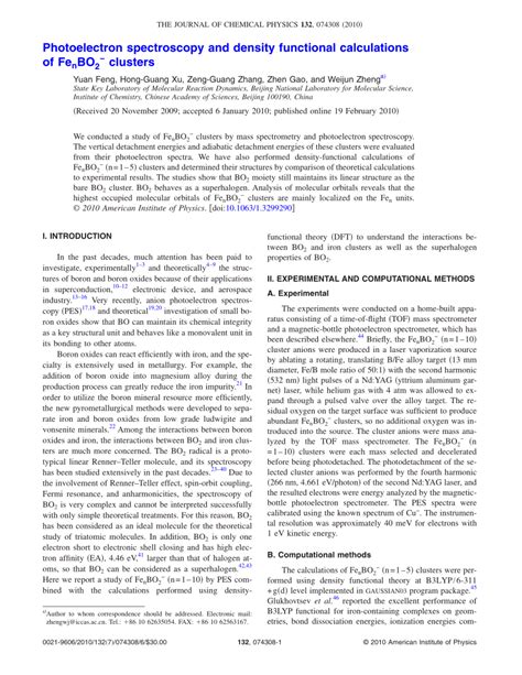 Pdf Photoelectron Spectroscopy And Density Functional Calculations Of
