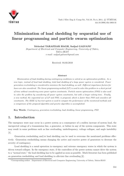 pdf minimization of load shedding by sequential use of linear