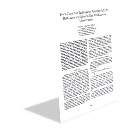 Probe Correction Technique Of Arbitrary Order For High Accuracy Spherical Near Field Antenna
