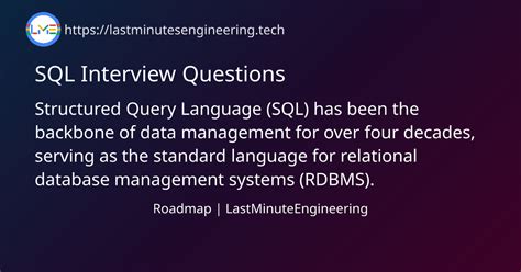 Sql Interview Questions Roadmap Lastminuteengineering