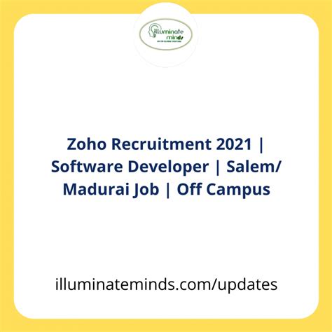 Zoho Recruitment 2021 Software Developer Salem Madurai Job Off Campus Illuminate Minds