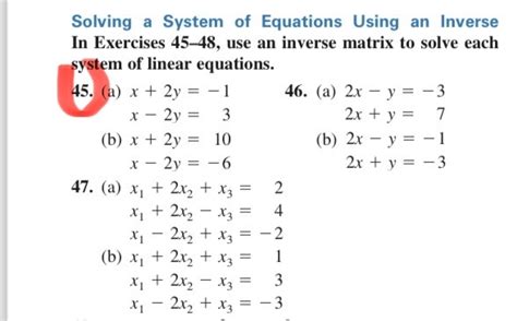 Solved Solving A System Of Equations Using An Inverse In Chegg Com