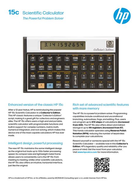Hp 15c Collectors Edition Datasheet Pdf
