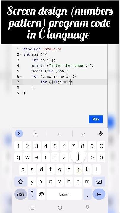 Number Pattern C Programming Language Number Pattern Program Code