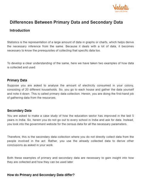 SOLUTION Differences Between Primary Data And Secondary Data Studypool