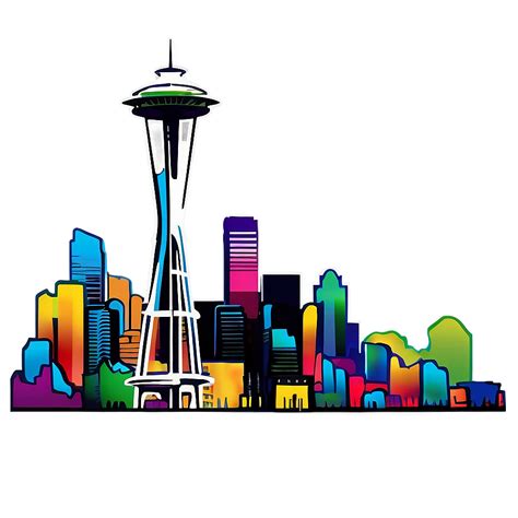 Download Vibrant Seattle Skyline Art Png 27
