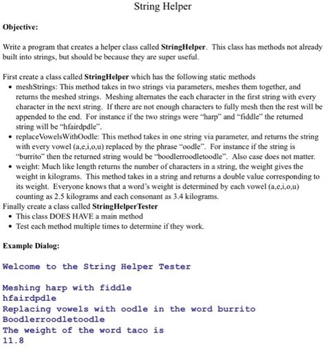 Solved Write A Program That Creates A Helper Class Called
