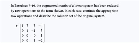 solved in exercises 7 10 the augmented matrix of a linear