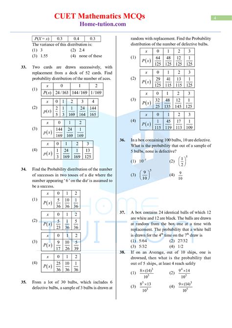 MCQ Maths Questions For CUET Chapter Probability With Solutions