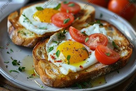 Delicious Sunny Side Up Eggs On Toast