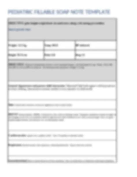 Pediatric Fillable Soap Note Template Exams Nursing Docsity