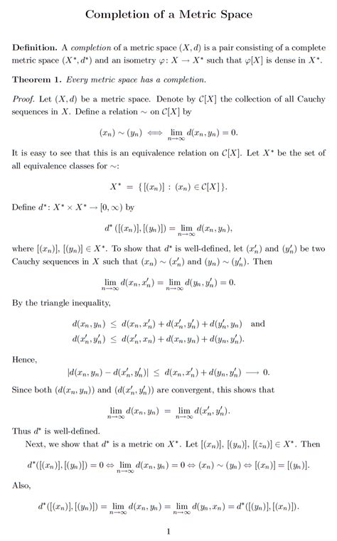 Clarification Of Proof On The Completion Of A Metric Space Using Cauchy Sequences Mathematics