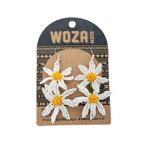Double Daisy Beaded Earrings Woza Moya