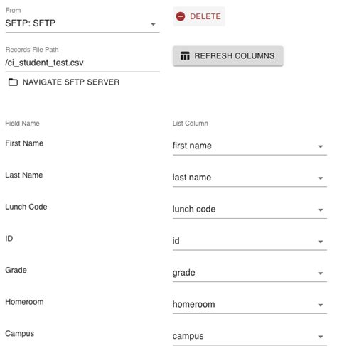 sftp setting list connection file path