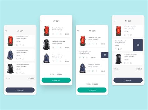 电商app 购物车ui设计模板 Xd素材下载 全景酷逊素材