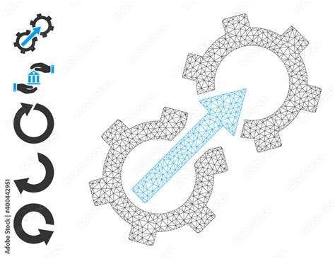 vecteur stock mesh network gear integration icon with simple structure