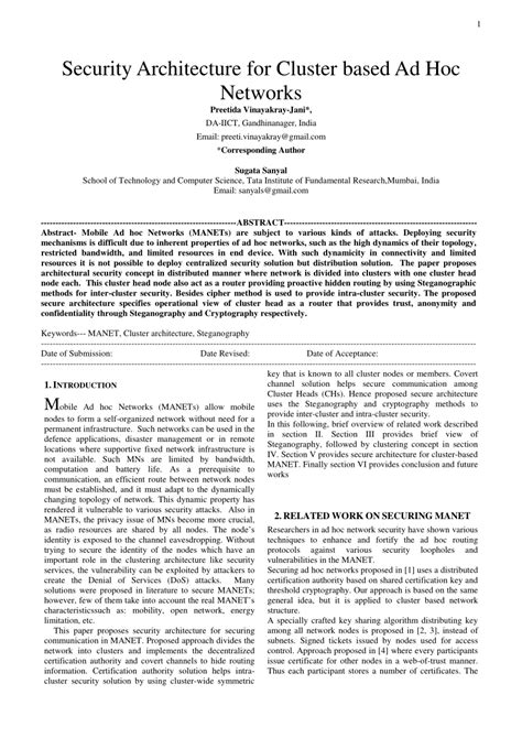 pdf security architecture for cluster based ad hoc networks