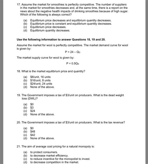 Solved Use The Following Information To Answer Questions 10