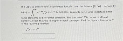solved the laplace transform of a continuous function over