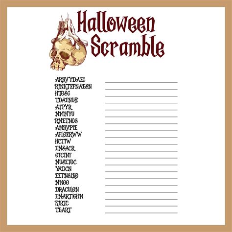 Halloween Word Scramble Printable Printable Free Templates