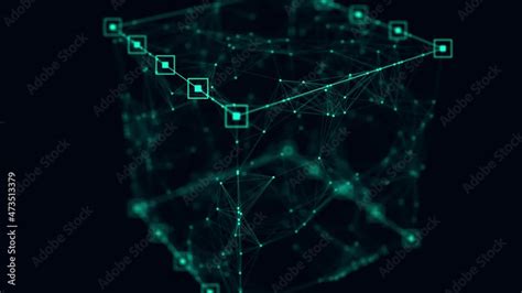 Technology Block Chain Network Connection Big Data Visualization Cyber Security Background