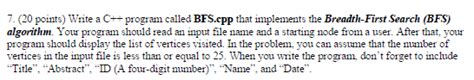 Solved Points Write A C Program Called BFS Cpp Chegg