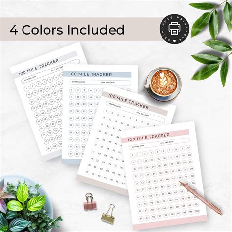 100 Mile Step Tracker Printable Daily Step Log Fitness Tracker