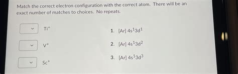 Solved Match The Correct Electron Configuration With The