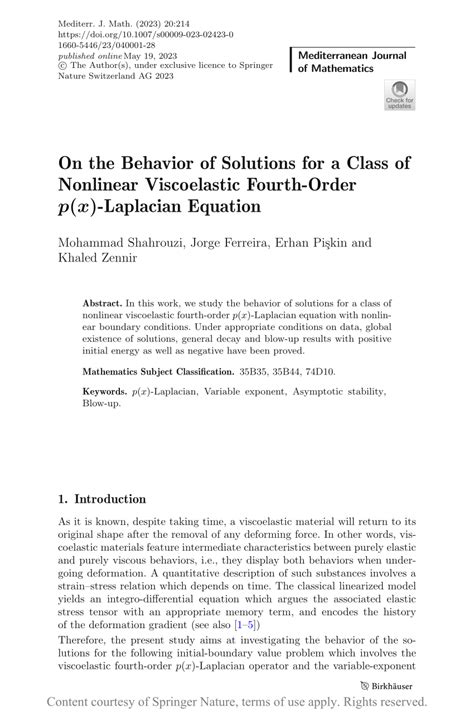 On The Behavior Of Solutions For A Class Of Nonlinear Viscoelastic